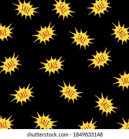 Sale Yellow Splash Pattern Black Background Stock Vector (Royalty Free ...