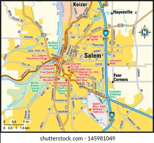 Salem Oregon Area Map: เวกเตอร์สต็อก (ปลอดค่าลิขสิทธิ์) 145981049 ...
