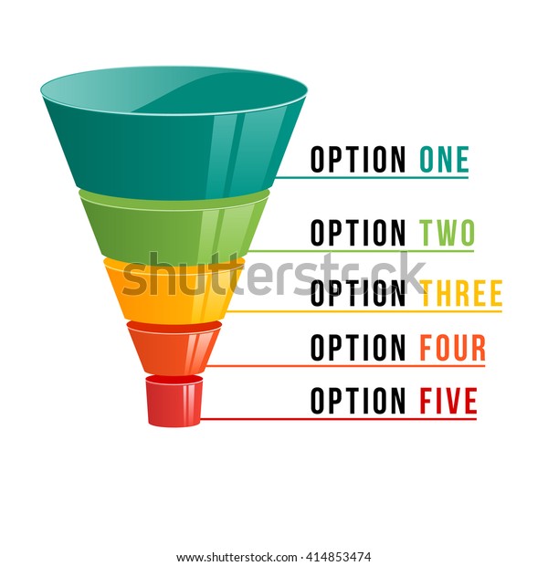 Sales Funnel Illustration Labels Five Steps : image vectorielle de ...