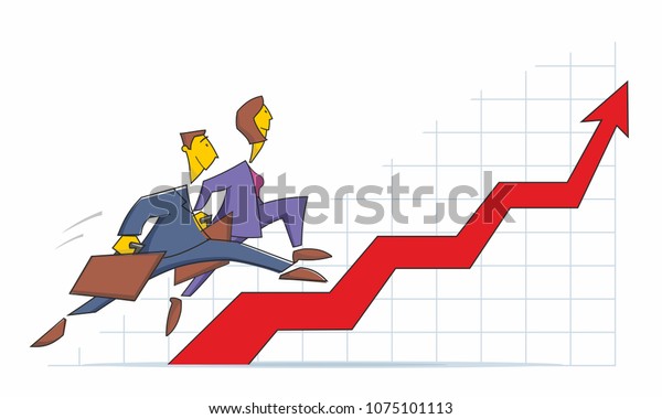 Sales Team Running Sales Graph Cartoon Stock Vector (Royalty Free ...