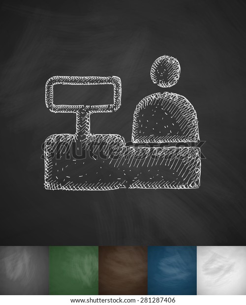 Salesman Behind Counter Icon Hand Drawn 스톡 벡터(로열티 프리) 281287406 ...