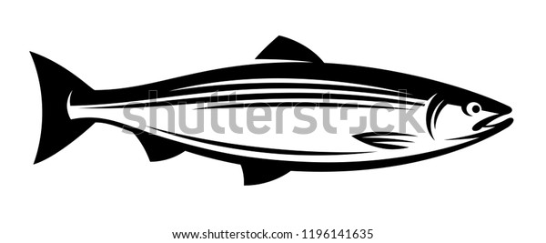Salmon Fish Salmon Simple Black Outline Stock Vector (Royalty Free ...