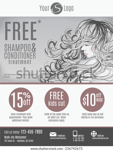 Salon Flyer Template Discount Coupons Advertisement Stock Vector ...