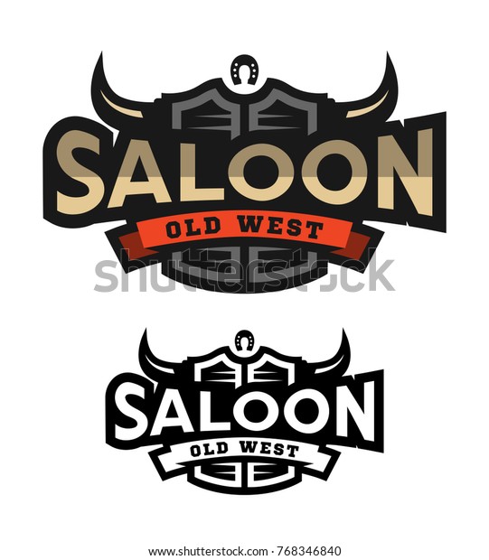 Saloon, taberna, logo del oeste silvestre, emblema.