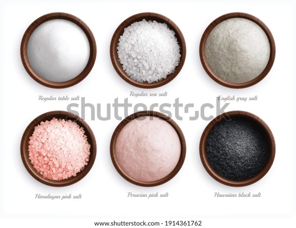 Salt Types Realistic Set Top View Stock Vector (Royalty Free ...