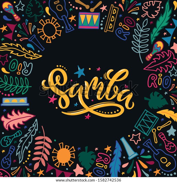 Samba Colorful Doodle Background Modern Brush Stock Vector (Royalty ...