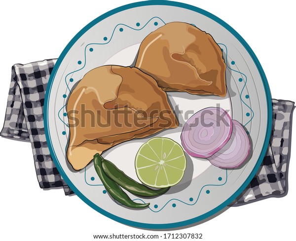 Samosa Vector Illustration Samosa Indian Traditional Stock Vector ...
