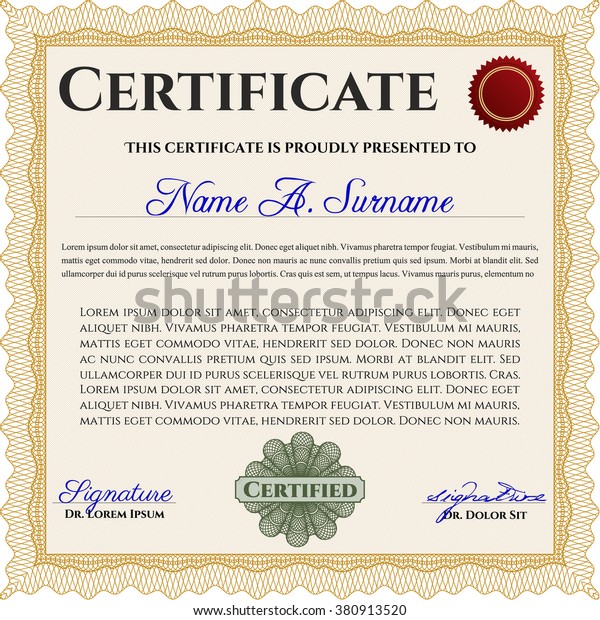 Sample Diploma Modern Design Linear Background Stock Vector (Royalty ...