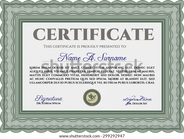 Sample Diploma Vector Illustrationwith Quality Background Stock Vector (Royalty Free) 299292947 ...