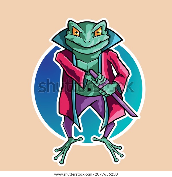 Samurai Frog Katana Sword Kimono Stock Vector (Royalty Free) 2077656250 ...