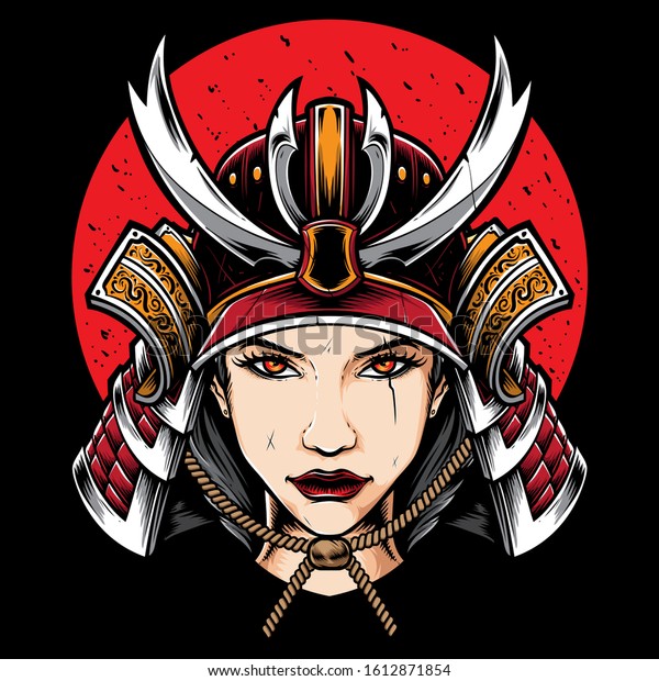 Samurai Girl Vector Illustration Stock Vector (Royalty Free) 1612871854