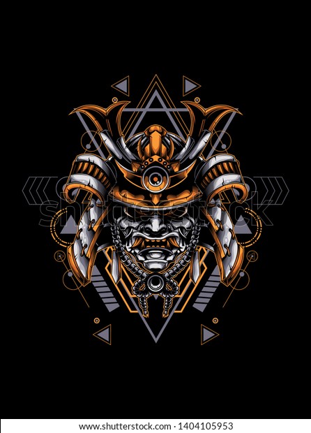 Samurai Head Sacred Geometry Ornament Stock Vector (Royalty Free ...