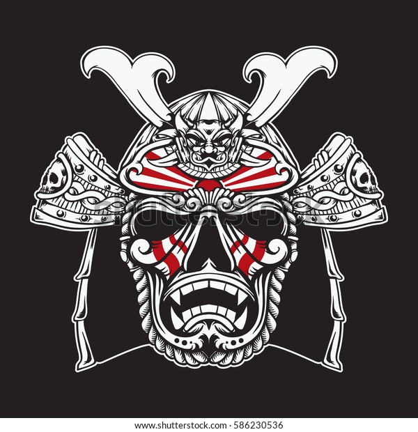 Samurai Head Sadness Pale Skull Mask Stock Vector (Royalty Free) 586230536