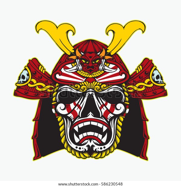 Samurai Head Sadness Pale Skull Mask Stock Vector (Royalty Free ...