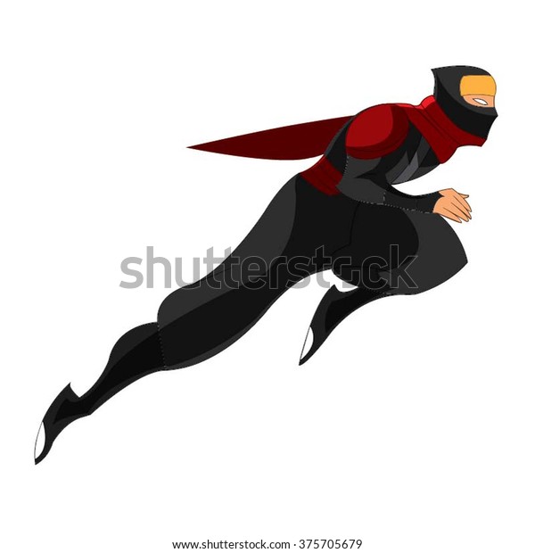 Samurai Ninja Jumping Red Black Cartoon Stock Vector (Royalty Free ...