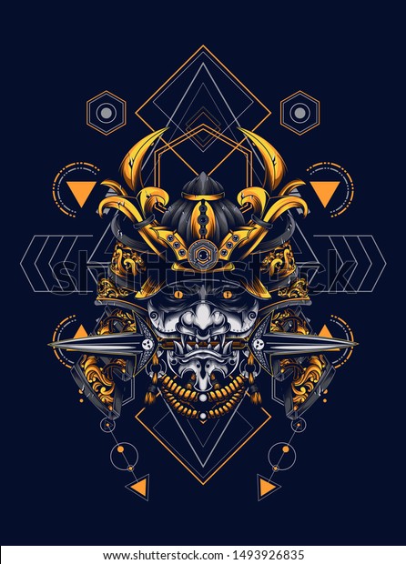 Samurai Ronin Head Helmet Warrior Any Stock Vector (Royalty Free ...