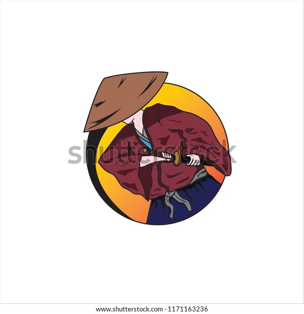 Samurai Round Colorful Logo Vector Template Stock Vector (Royalty Free ...