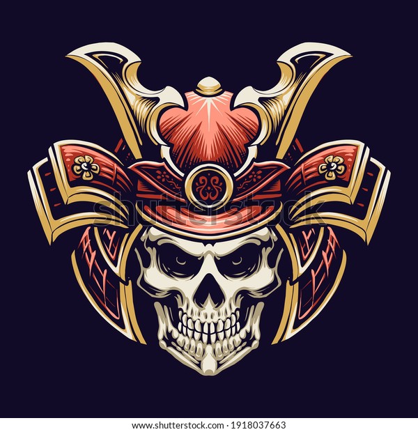 Samurai Skull Head Vector Illustration Stock Vector (Royalty Free ...