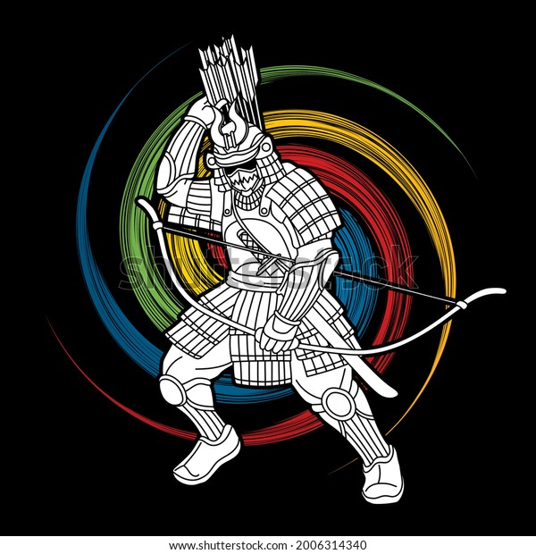 Samurai Warrior Bow Weapon Ready Fight Stock Vector (Royalty Free ...