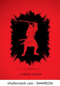 Samurai Warrior Sword Designed On Splash: เวกเตอร์สต็อก (ปลอดค่า ...