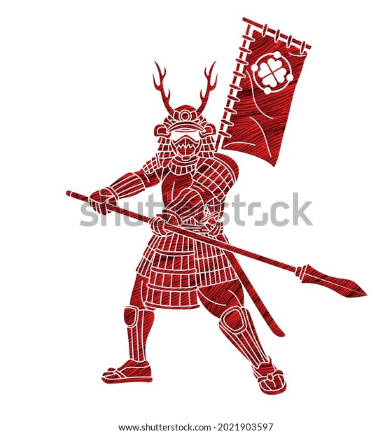 Samurai Warrior Weapon Bushido Action Ready Stock Vector (Royalty Free ...