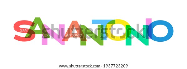 San Antonio Lettering On White Background Stock Vector (Royalty Free ...
