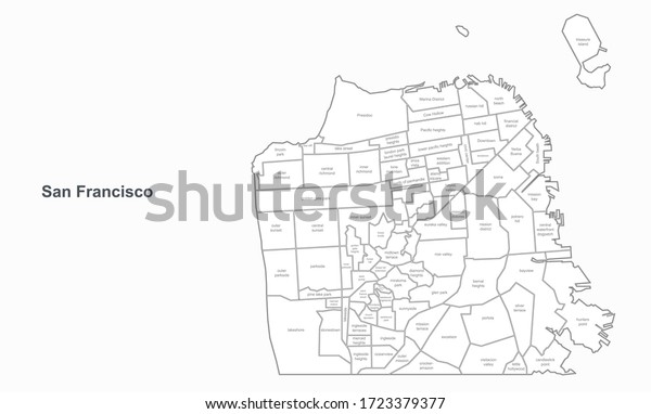 San Francisco Map Vector City Map Stock Vector (Royalty Free) 1723379377