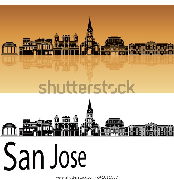 San Jose Skyline Orange Background Editable Stock Vector (Royalty Free ...