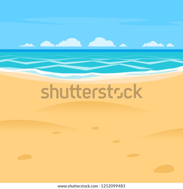 Sand Beach Simple Cartoon Style Background Stock Vector (Royalty Free ...