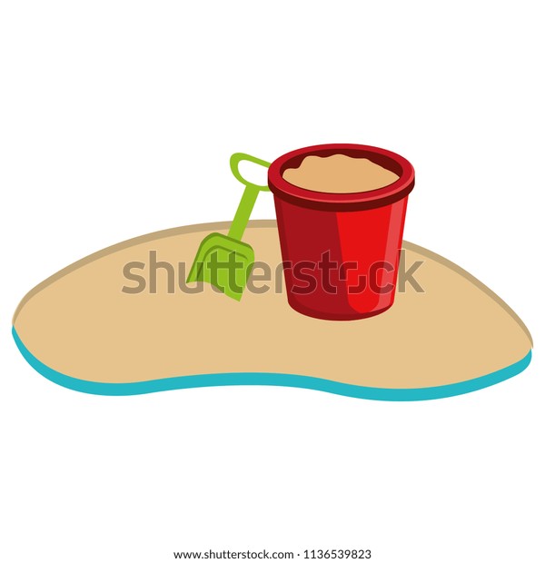 Sand Bucket On Beach Stock Vector (Royalty Free) 1136539823 | Shutterstock