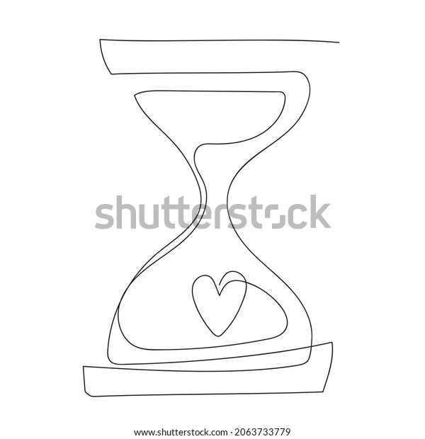 Sand Clock Heart Inside Vector Black Stock Vector (Royalty Free) 2063733779