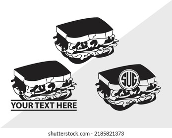 Sandwich Monogram Svg Printable Vector Illustration Stock Vector ...