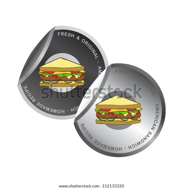Sandwich Slice Label Sticker Theme Stock Vector (Royalty Free ...