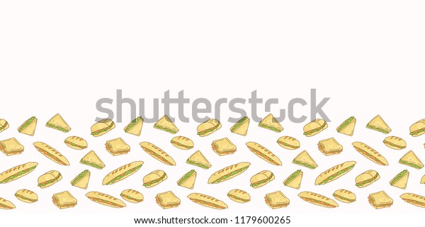 Sandwiches Striped Seamless Border Pattern Hand Stock Vector (Royalty ...