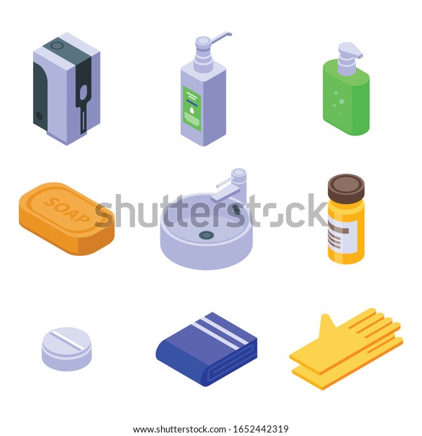 Sanitation Icons Set Isometric Set Sanitation Stock Vector (Royalty ...