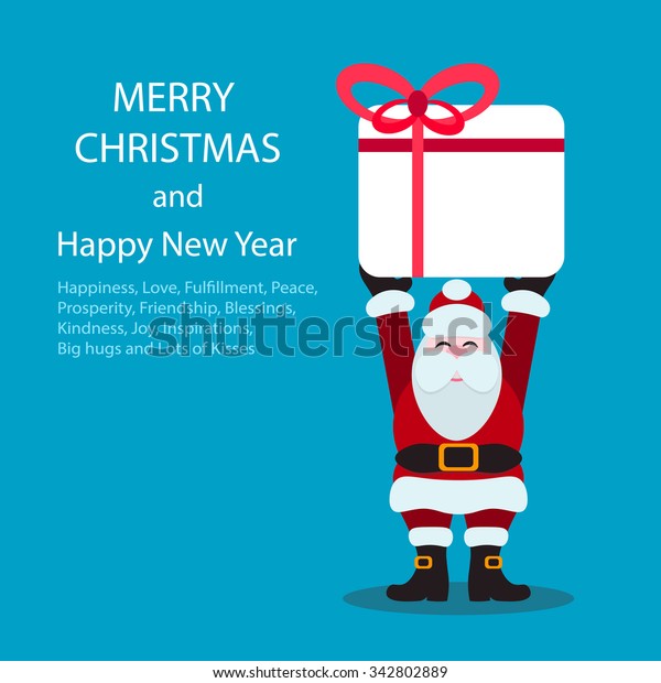 Santa Big Gift Box Vector Illustration Stock Vector (Royalty Free ...