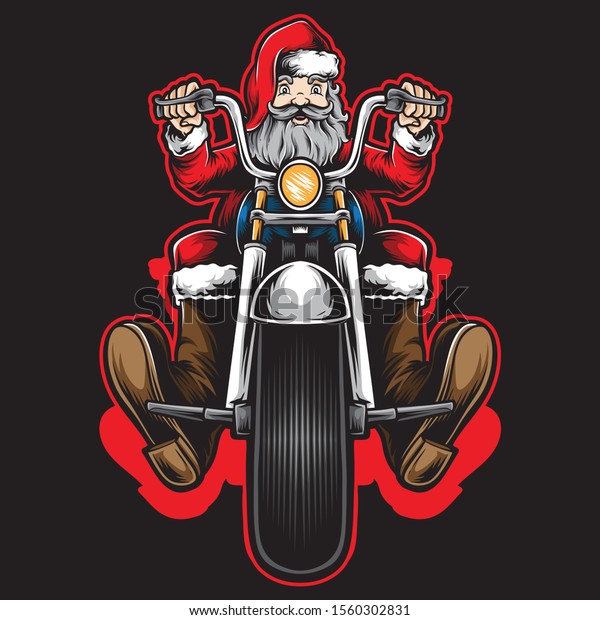 Santa Biker Riding Motorcycle Vector Stock Vector (Royalty Free ...