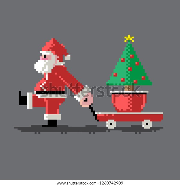 Santa Characters Pixel Art Style Isolated Stock Vector (Royalty Free ...