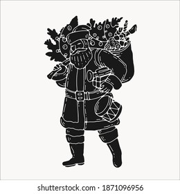 Santa Claus Etching Style Drawing Vintage Stock Vector (Royalty Free ...