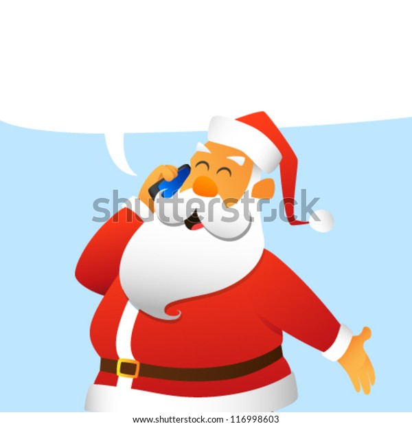 Santa Claus Calling By Mobile Phone Stock Vector (Royalty Free) 116998603