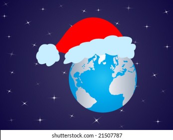 Santa Claus Cap On Planet Earth Stock Vector (Royalty Free) 21507787 ...