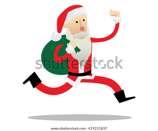 Santa Claus Character Chasing Deadline Stock Vector (Royalty Free ...