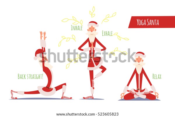 Santa Claus Doing Yoga Set Vector Stock Vector (Royalty Free) 523605823 ...