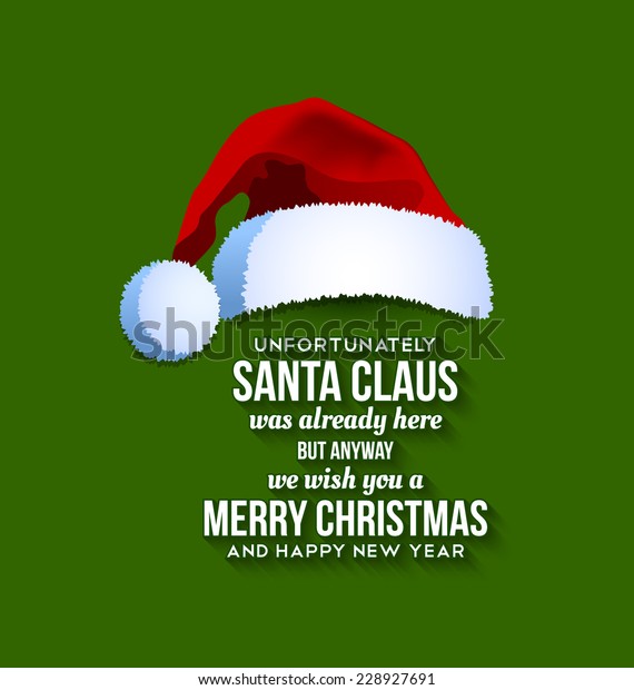 Santa Claus Hat Text On Green Stock Vector (Royalty Free) 228927691 ...