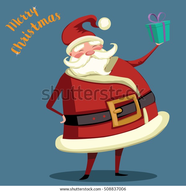 Santa Claus Holding Present His Hand Stock Vector Royalty Free