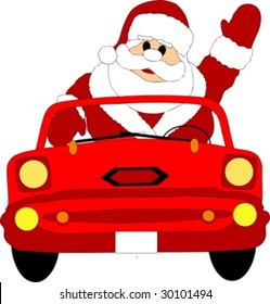 Santa Claus Red Car Stock Vector (Royalty Free) 30101494 | Shutterstock