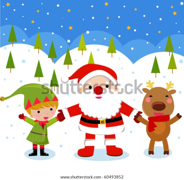 Santa Claus Reindeer Elf Stock Vector (Royalty Free) 60493852