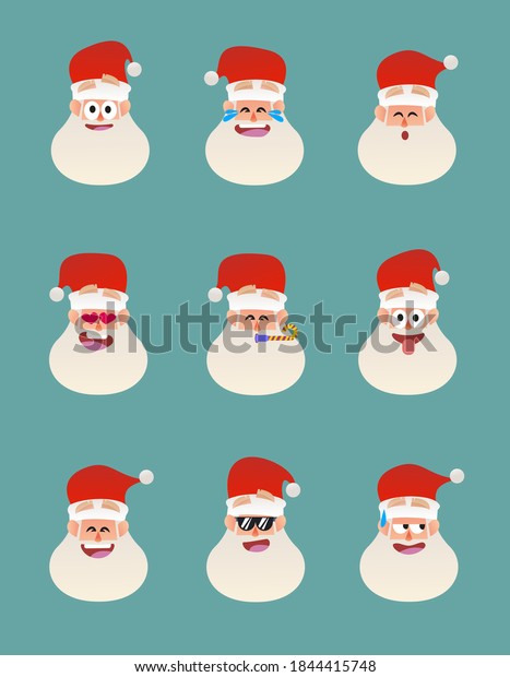 Santa Claus Set Emotions Face Expression Stock Vector (Royalty Free ...