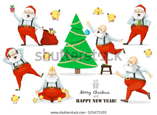 Santa Claus Set Poses Emotions Symbol Stock Vector (Royalty Free ...