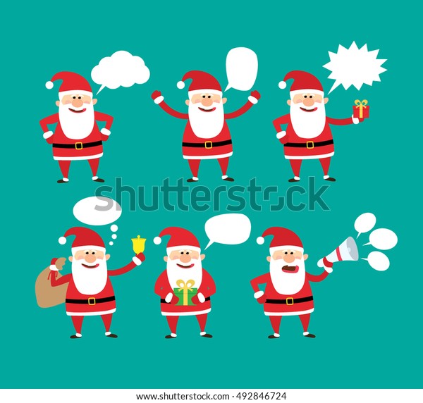 Santa Claus Speech Bubbles Set Stock Vector (Royalty Free) 492846724